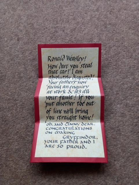 HARRY POTTER WARNER Bros. Studio Tour Ron Weasley Howler Letter £4.00 ...