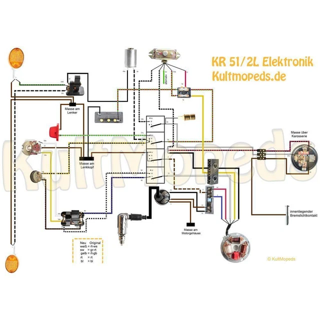 CABLAGGIO BLOCCHETTO ACCENSIONE Chiave di Schema Pas. Per Simson KR51/2 ...