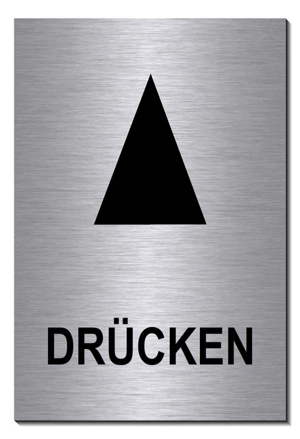 DRÜCKEN-ZIEHEN-ALUMINIUM-EDELSTAHL-OPTIK-SCHILD-15X10CM-WARNSCHILD ...