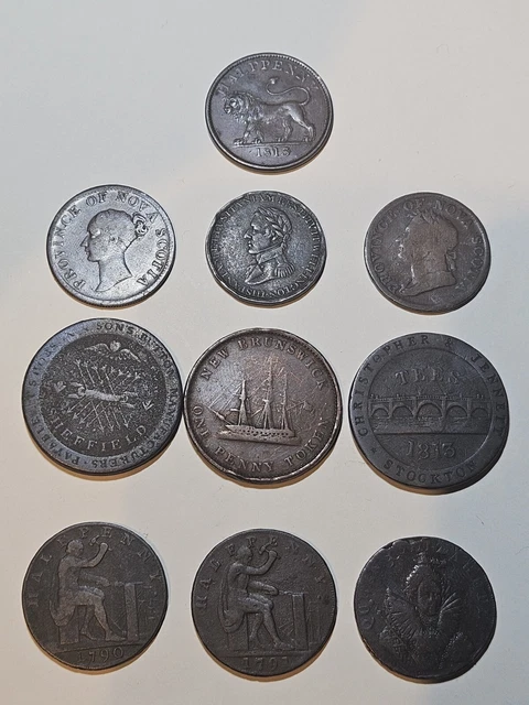 18TH AND 19TH century old copper coins Token Penny , Half Penny , Job ...