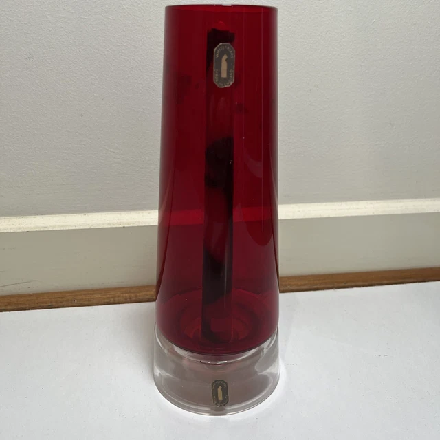 WHITEFRIARS GLASS CANDLESTICK And Shade Flint Ruby 1960s 24cm Tall ...