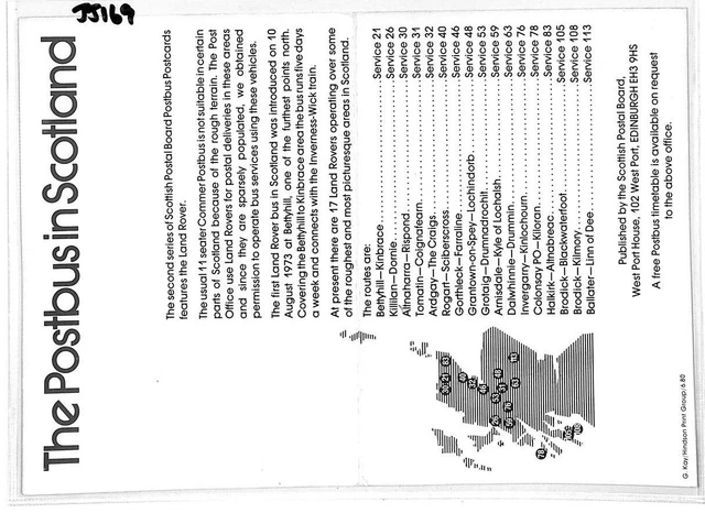 GB GPO NOTICE *Post Bus Scotland* Timetable 1970s Routes {samwells ...