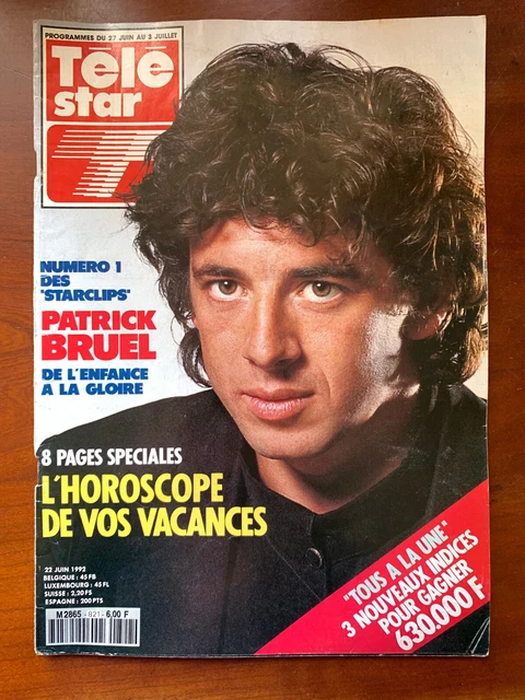 TELE STAR DU 22/06/1992; Patrick Bruel/ Coluche/ Carole Bouquet ...