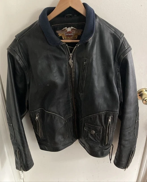 HARLEY-DAVIDSON MED PANHEAD 1990s Convertible Old School Leather Jacket ...