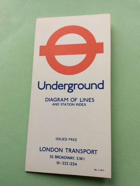 1973 NO. 1 London Transport Underground Map Diagram of Lines Tube Ref ...