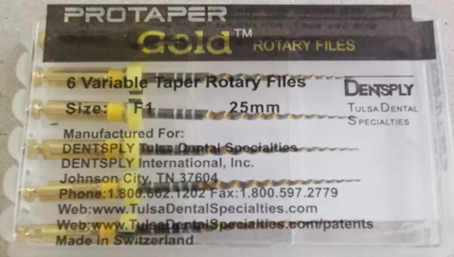 PROTAPER GOLD ROTARY Files 25mm F1 Dentsply Tulsa Assorted Endodontics ...