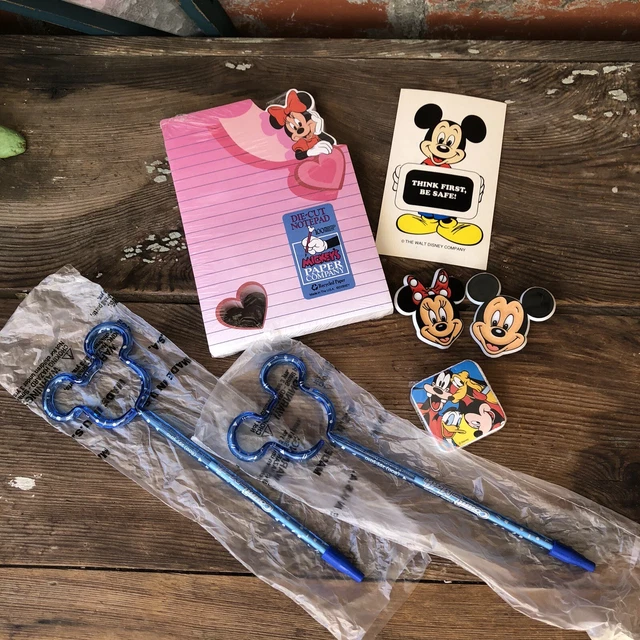 Y2K 90S DISNEY Lot Mickey Mouse Note Pad Sticker Pens Pins Magic Towel ...