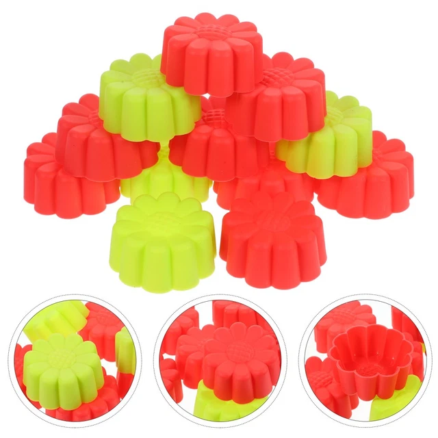 12PCS SUNFLOWERS SHAPE Silicone Muffin Baking Cups Reusable Heat ...