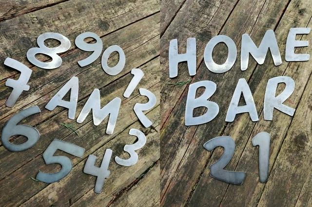 LETTERS NUMBERS METAL 2" Sign Wall Wording Home Shop Bar Garden Room ...