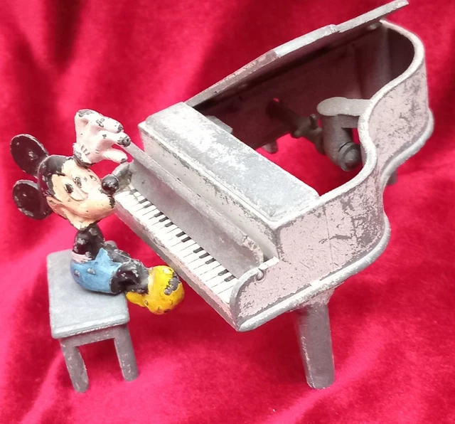 RARE VINTAGE COLD Painted Lead Salco Mickey Mouse Playing Piano Figure ...