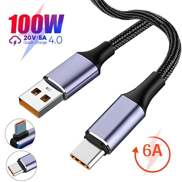 90 DEGREE USB A to Type C Line PD 100W Data Cord Charging Cable Tablet ...
