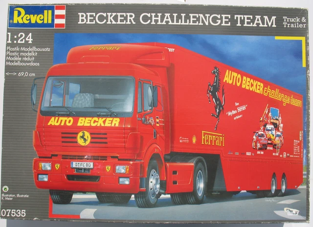 REVELL 07535 MERCEDES LKW FERRARI BECKER CHALLENGE TEAM 1:24 Bausatz ...