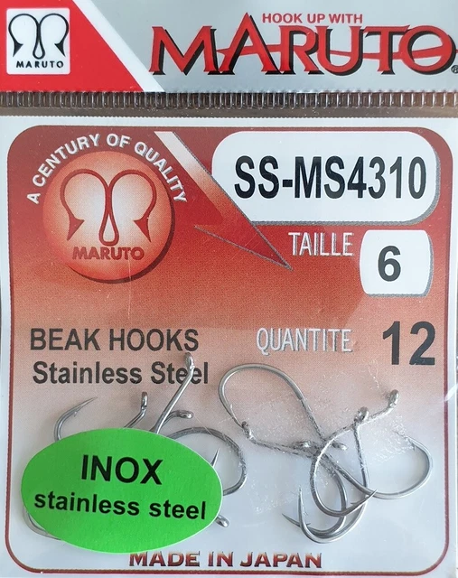HAMEÇON PÊCHE MER rivière Maruto inox SS-MS4310 taille N°6 pochette 12 ...