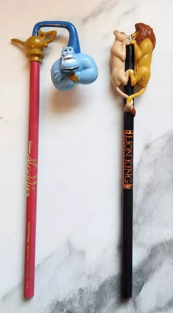 VTG 1990S ALADDIN Spinning Genie & The Lion King Simba Nala Pencils ...