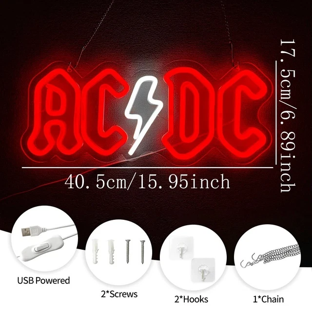 AC/DC BAND NEON Sign Music Neon Lights Wall Art Led Neon Sign for Wall ...