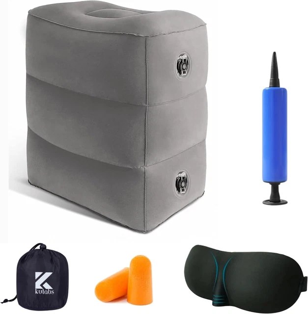 INFLATABLE TRAVEL PILLOW Plane-Adjustable 3 Layers Travel Foot Rest ...