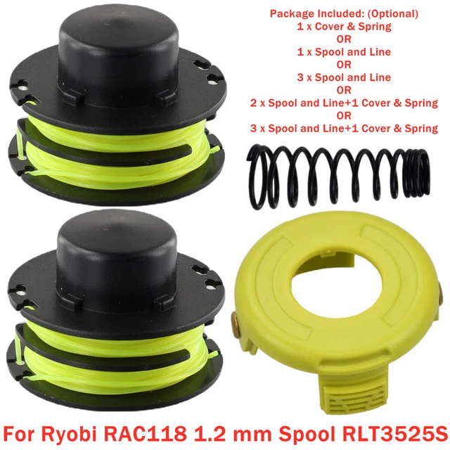 TRIMMER 8.4M SPOOL Line & Cover & Spring For Ryobi RAC118 1.2 mm Spool ...