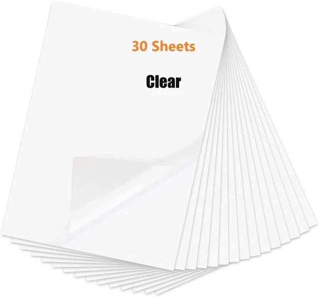 PRINTABLE TRANSPARENT STICKER Paper - 8.5" X 11" Blank Custom Label ...