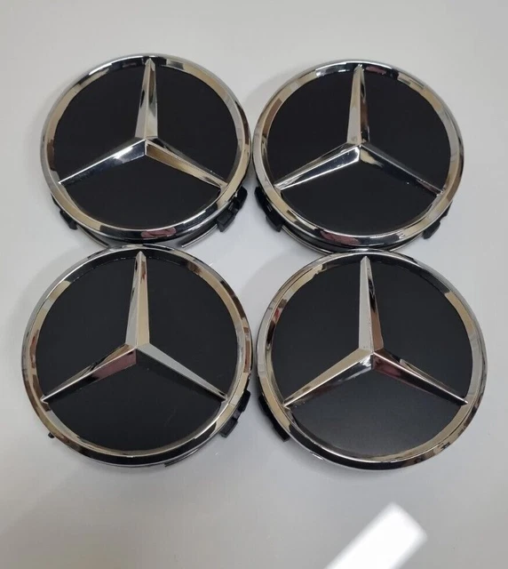 4 X BLACK & Chrome 75mm Wheel Centre Cap for Mercedes VITO Van £9.99 ...