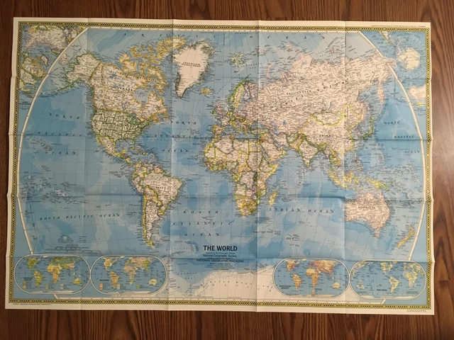 VINTAGE NATIONAL GEOGRAPHIC December 1981 The world Map Insert 42”x29.5 ...