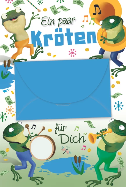 GELDKARTE GLÜCKWUNSCHKARTE MIT Umschlag Kröten musizieren, mit G EUR 2,95 - PicClick DE
