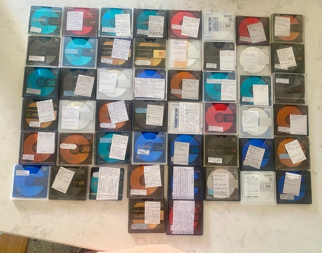 50 PRE-RECORDED SONY Minidiscs with Slip Cases $60.00 - PicClick