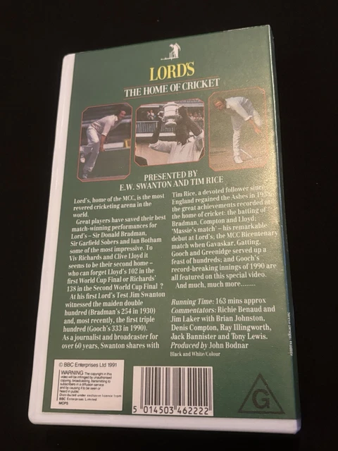 LORDS THE HOME of Cricket Classic Sporting Moments BBC Sports VHS Tape ...