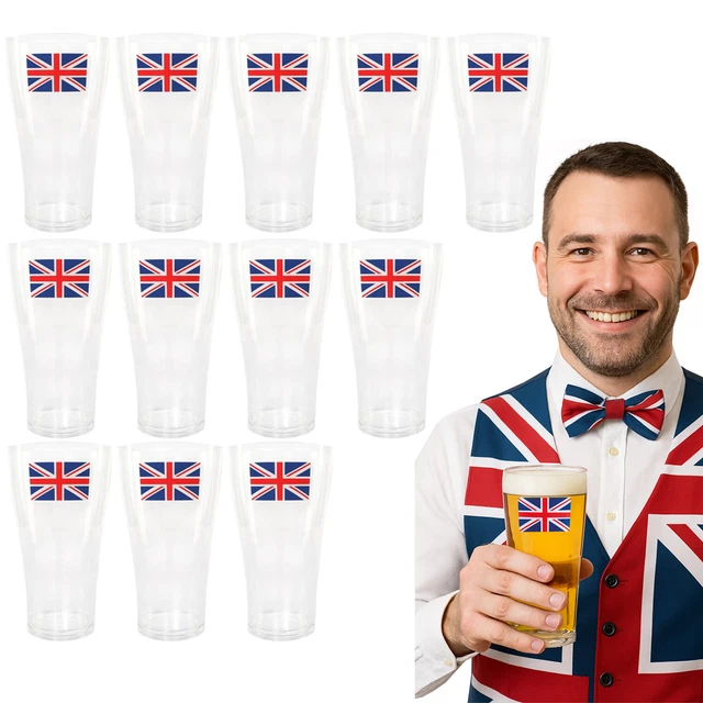 UNION JACK VE Day 12 Pack Plastic Glasses 80Th Anniversary Reusable ...