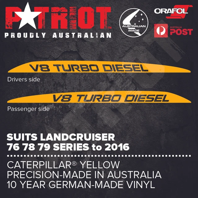V8 TURBO DIESEL Decal Sticker for Landcruiser 76 70 78 79 series bonnet ...