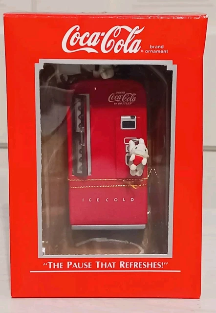 VINTAGE CHRISTMAS COKE Coca Cola Santa Mice On Coke Machine Ornament ...