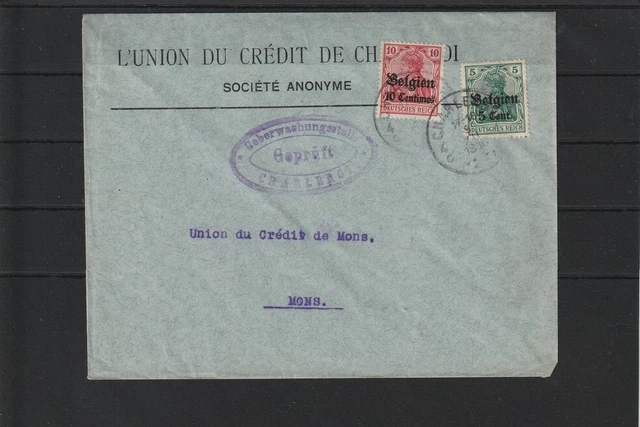 LETTERA AZIENDALE BELGA Charleroi a Mons, censura 1916 #1100621 EUR 15 ...