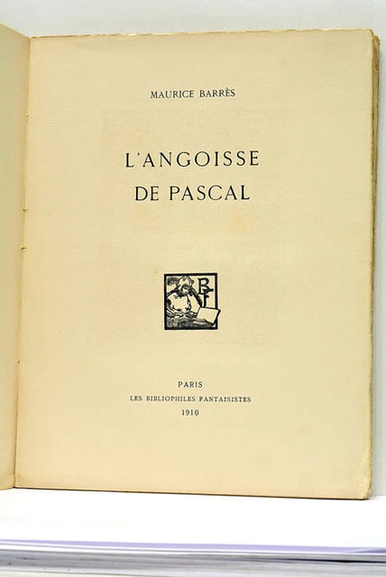 LIVRE ANCIEN BARRÈS L'angoisse De Pascal Ex. Numéroté Illustrations ...