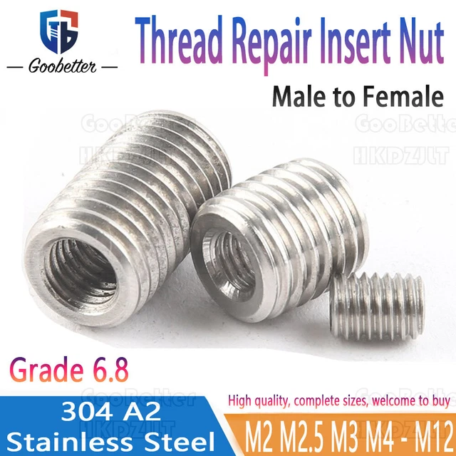 M2 - M20 Nut Insert Thread Repair Metal Threads Conversion Male to ...