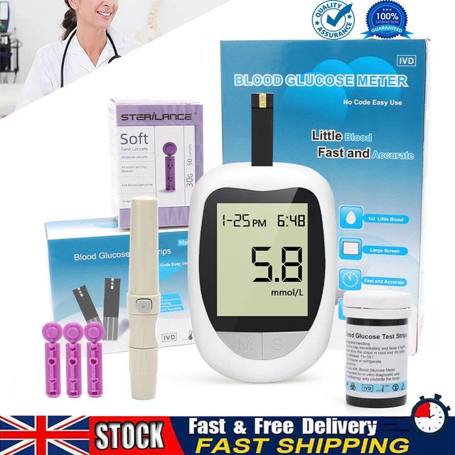DIABETES SUGAR METER Blood Glucose Monitor Testing Kit 50PCS Lancet ...