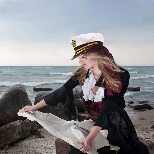 CAPTAIN HAT CAPTAIN Sailor Uniform Costume Accessory Fancy Dress ...