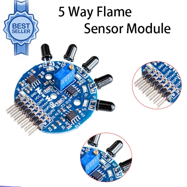 5 Way Flame Sensor Module Fire Extinguisher Robot Digital Analog Output Arduino Eur 15 67