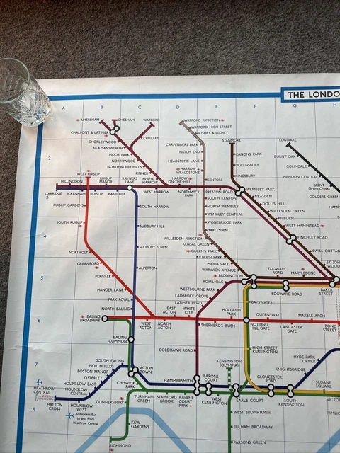 1976 (3.76/1385M/3000) LONDON Underground Map Tube Map Quad Royal ...