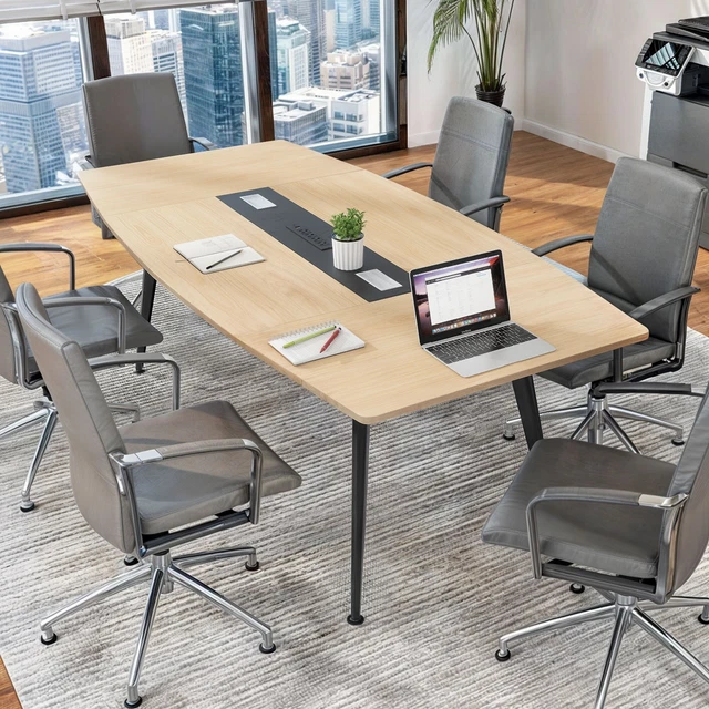 6/8FT RECTANGULAR CONFERENCE Table w/ Power Outlets Office Meeting ...