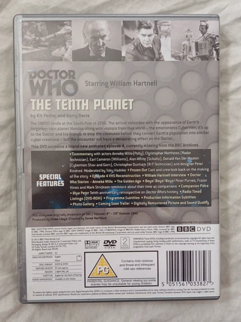 DOCTOR WHO THE TENTH PLANET DVD. William Hartnell. Cybermen region 2 uk ...