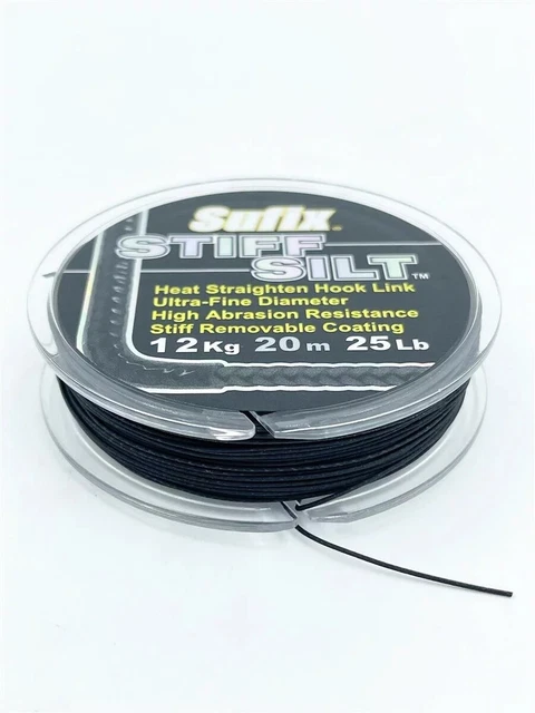SUFIX STIFF SILT Black 20m/25lbs/12kg Fil pour Carpes Fil Bas de Ligne ...