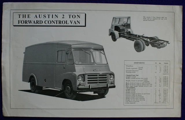BMC AUSTIN 2 Ton Forward Control Van Truck Lorry Data Specification ...
