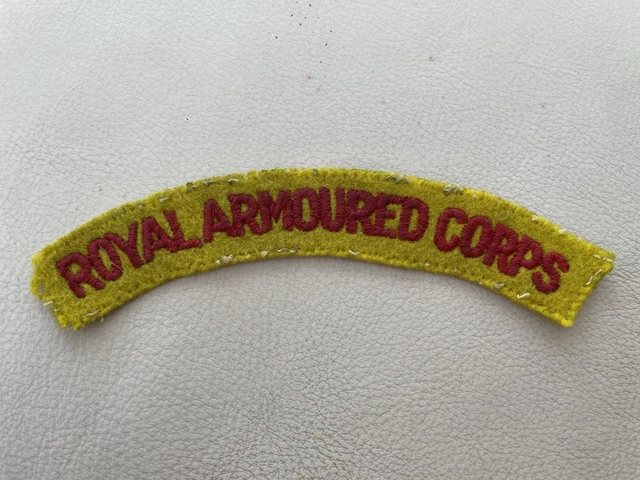 ORIGINAL WWII BRITISH Cloth Shoulder Title Royal Armoured Corps / Tank ...