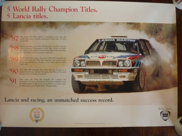 LANCIA DELTA HF integrale 16v 1992 Rally Champion Original poster 98cm ...