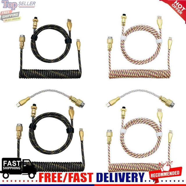 MECHANICAL KEYBOARD COILED Spring Wire Spiral Paracord Plug-in Aviator ...