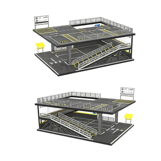 1/64 SCALE DIECAST Car Display Parking Scene Display Stand Parking Lot ...