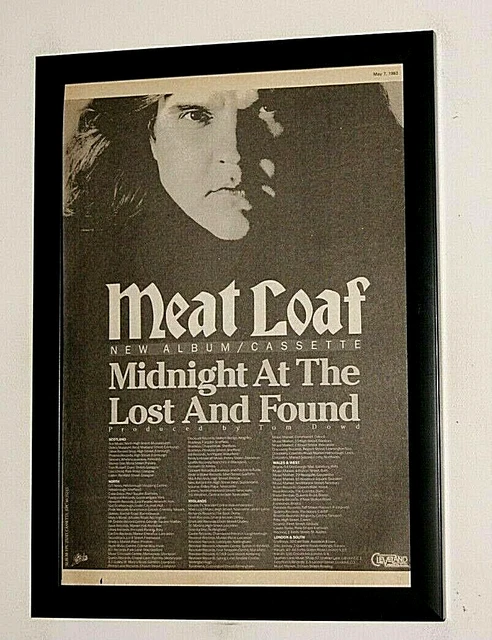MEAT LOAF FRAMED A4 1983 midnight lost & found ALBUM band promo ...