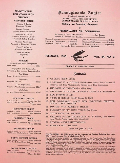 VINTAGE PENNSYLVANIA ANGLER Magazine February 1965 Fishing Boat ...