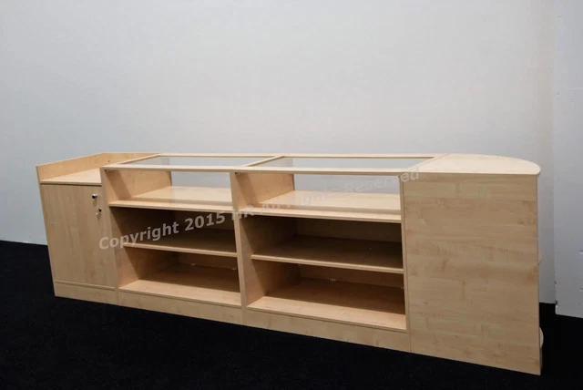 SHOP DISPLAY COUNTERS retail register stand shop fittings kiosk maple ...