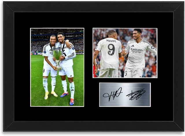 JUDE BELLINGHAM KYLIAN Mbappe Real Madrid A4 Signed Photo Mount Poster ...