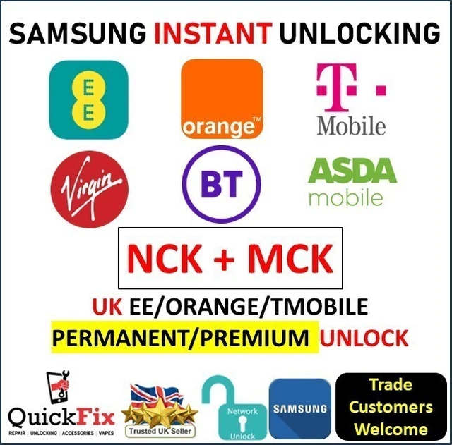 SAMSUNG UNLOCKING CODE for S8, S8+, S7, S7 Edge, S6, S6 Edge, S6 Edge+ ...